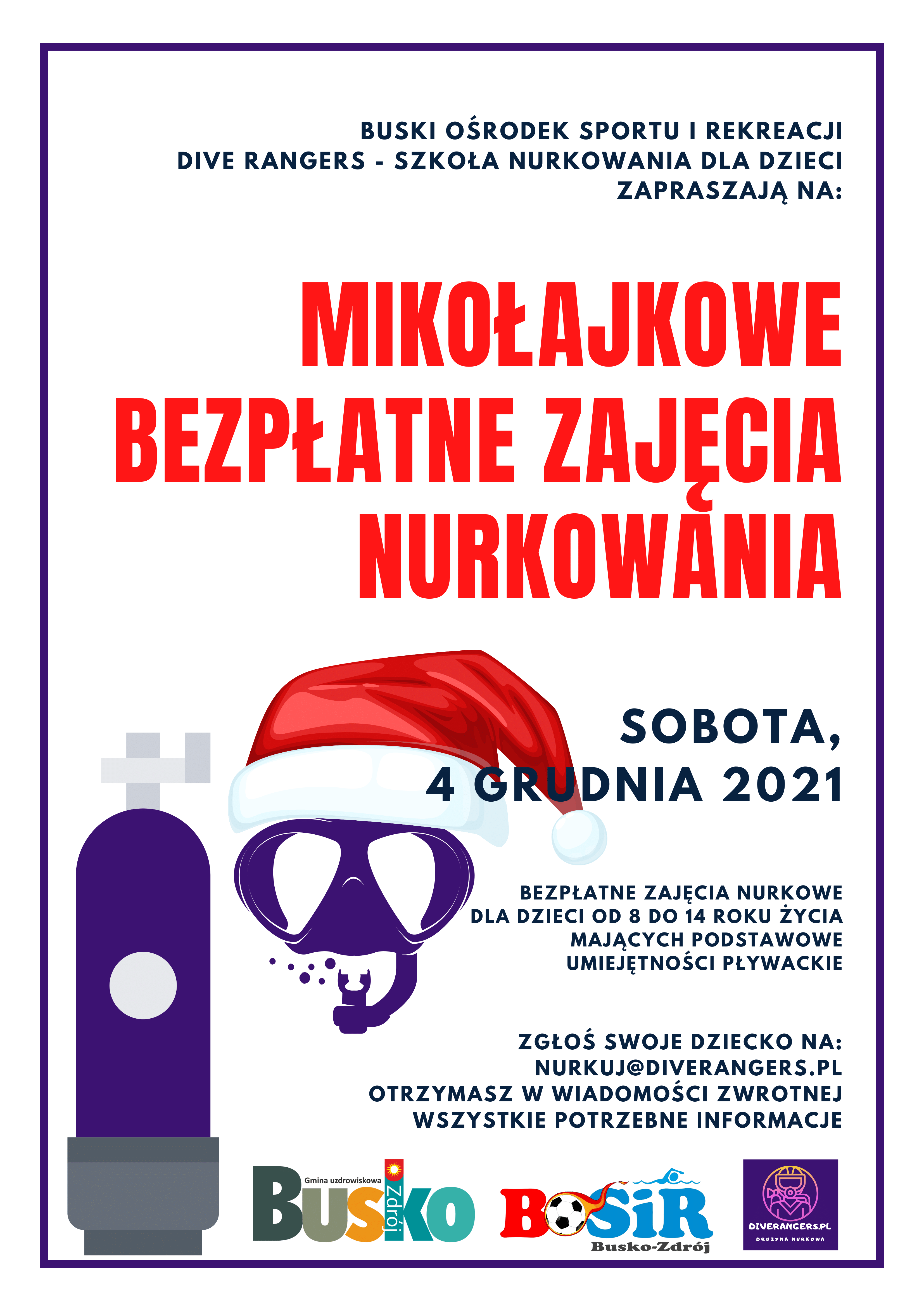 Mikołajkowe bezpłatne zajęcia nurkowania dla dzieci - Bosir Busko Mikołajkowe bezpłatne zajęcia nurkowania dla dzieci - Bosir Busko